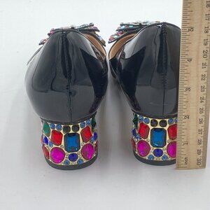 YDN | Shoes | Ydn Women Pointed Toe Bow Pump Colorful Rhinestone Block ...